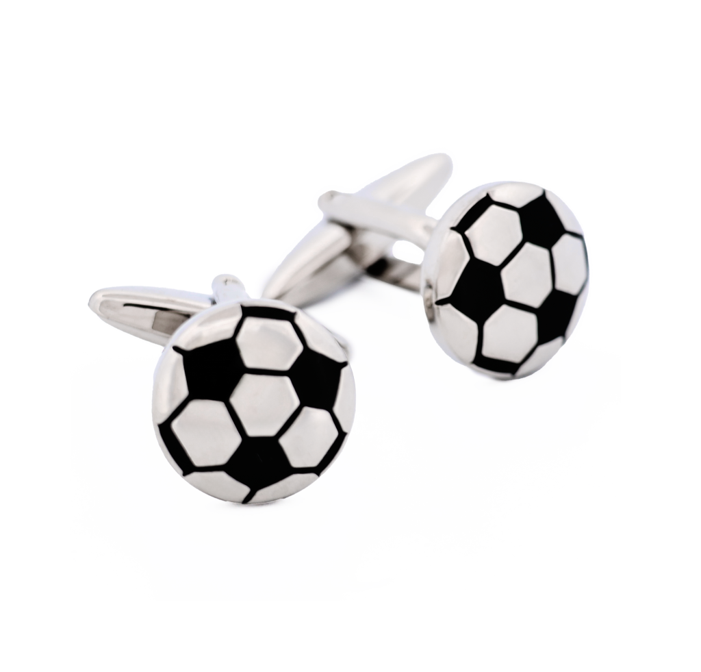 Rhodium & Black Soccer Ball Cufflinks | Cudworth