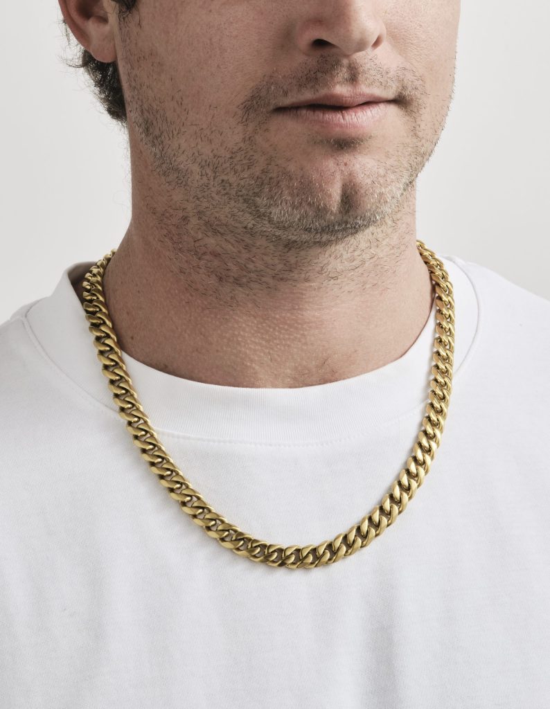 Ion Plated 18k Gold Brushed Stainless Steel Neck Chain | Cudworth