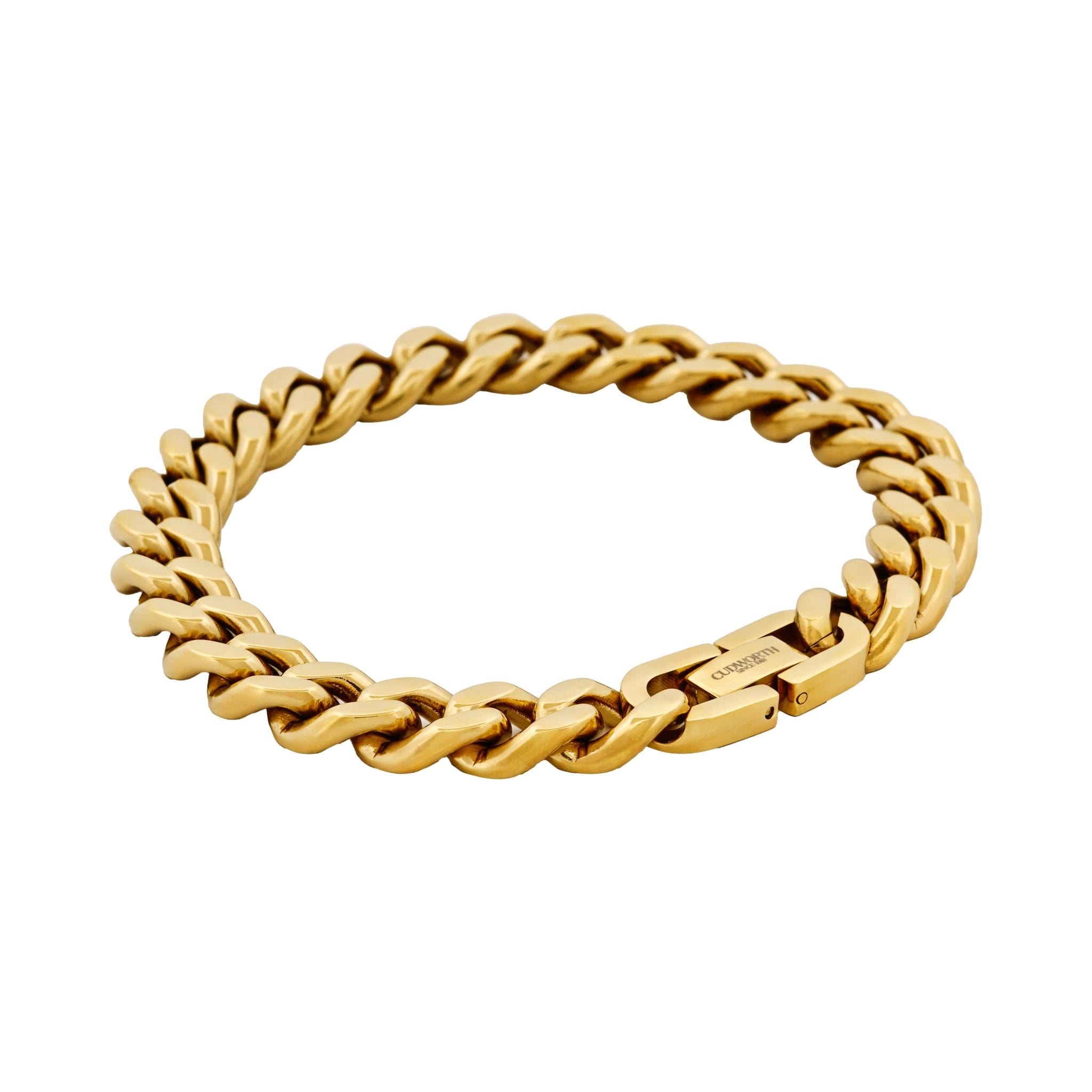 Classic Cuban Link Bracelet Ion Plated Gold (215 x 10mm) | Cudworth