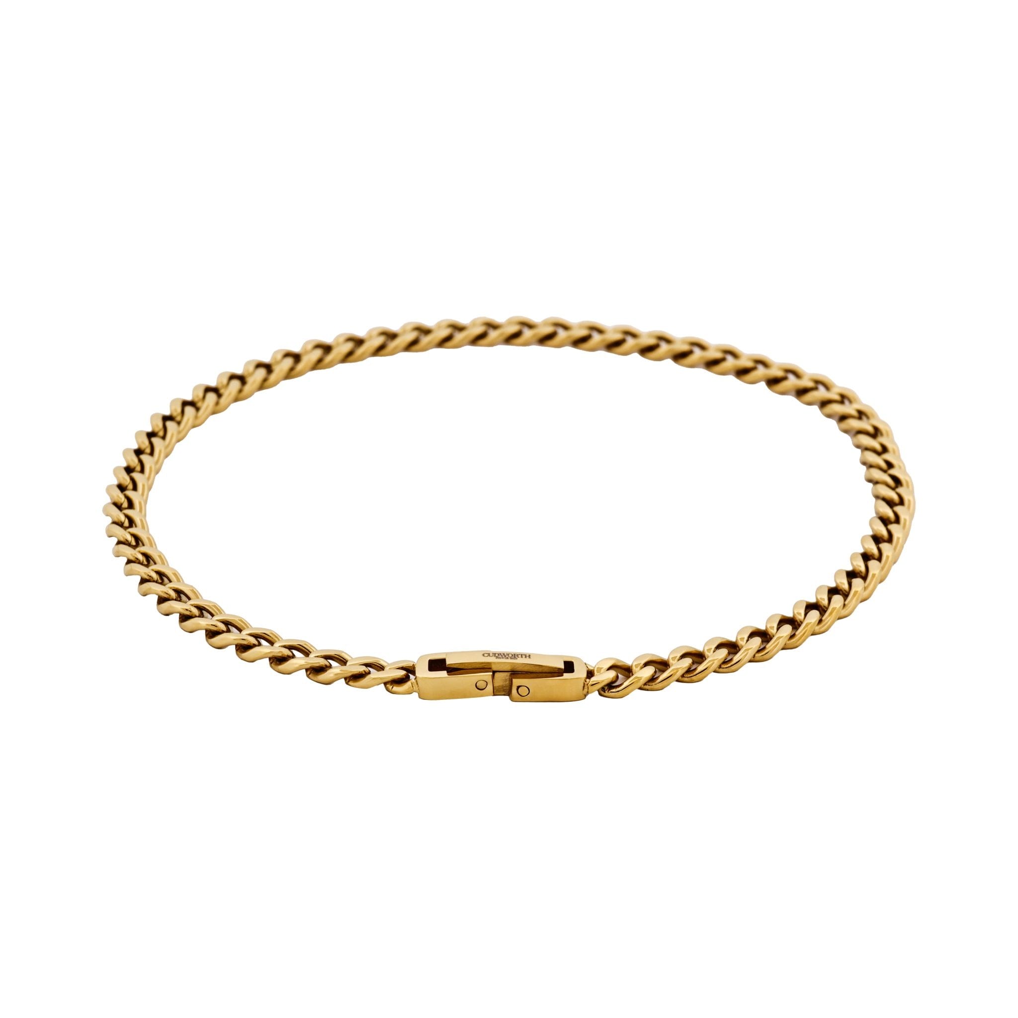 Classic Cuban Link Bracelet Ion Plated Gold (215 x 4mm) | Cudworth